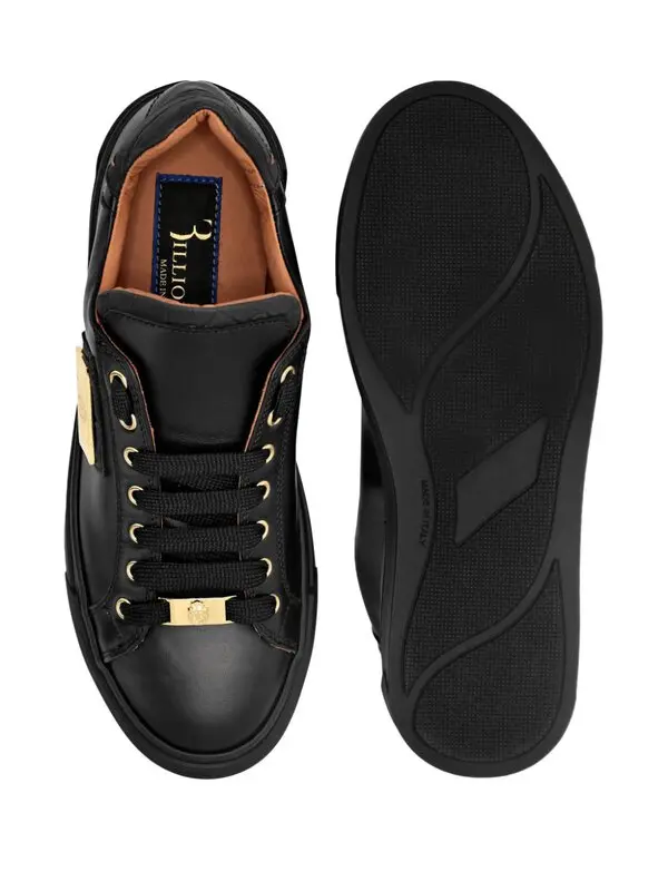 BILLIONAIRE Logo-plaque Leather Sneakers - Black