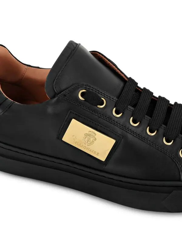 BILLIONAIRE Logo-plaque Leather Sneakers - Black