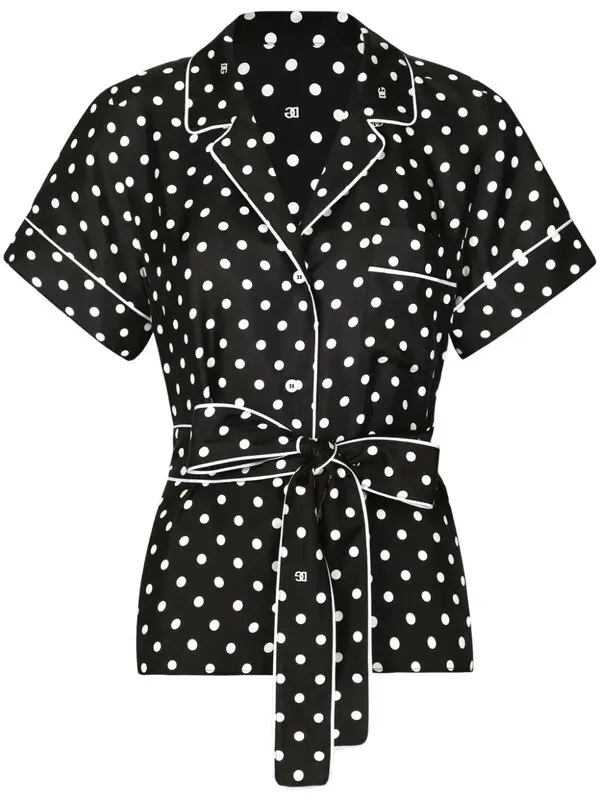 Dolce & Gabbana Polka-dot Silk Shirt - Black