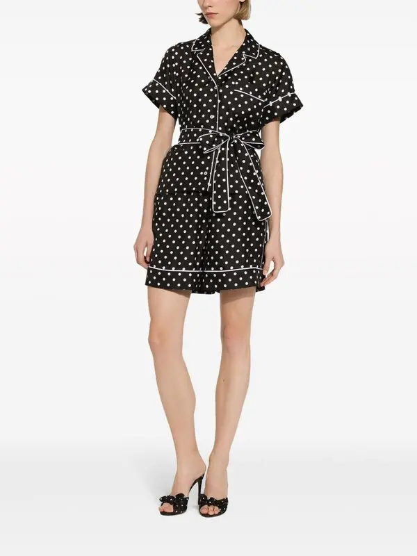 Dolce & Gabbana Polka-dot Silk Shirt - Black