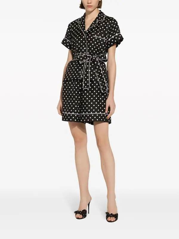 Dolce & Gabbana Polka-dot Silk Shirt - Black