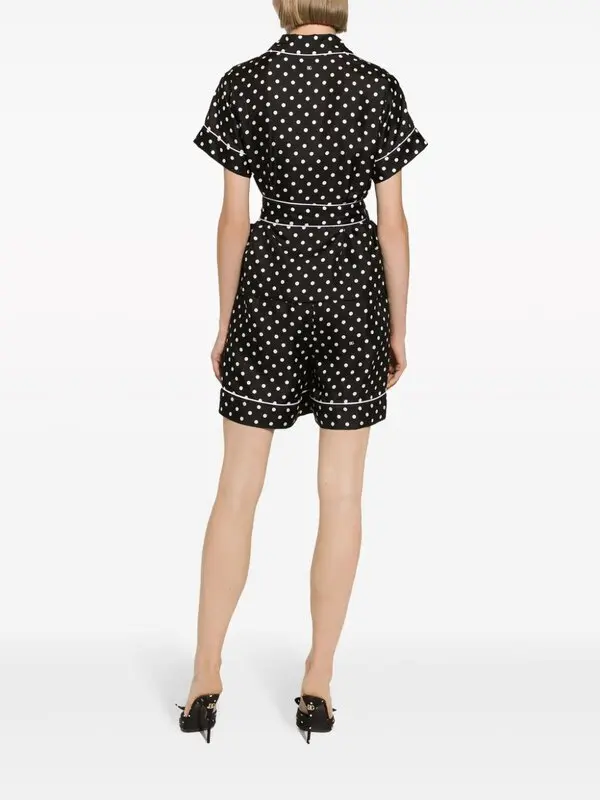 Dolce & Gabbana Polka-dot Silk Shirt - Black