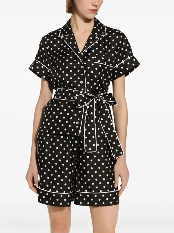 Dolce & Gabbana Polka-dot Silk Shirt - Black