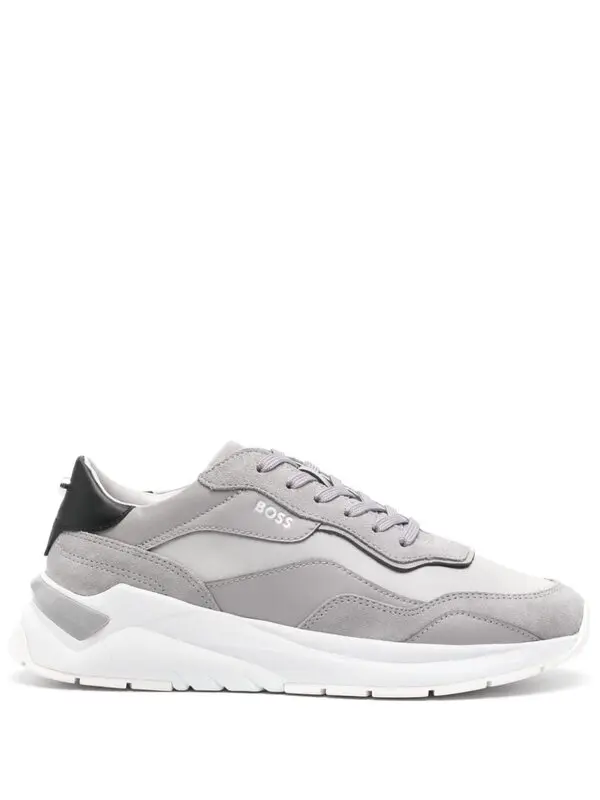 BOSS Lace-up Leather Sneakers - Grey