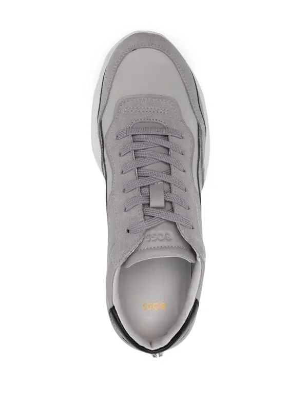 BOSS Lace-up Leather Sneakers - Grey