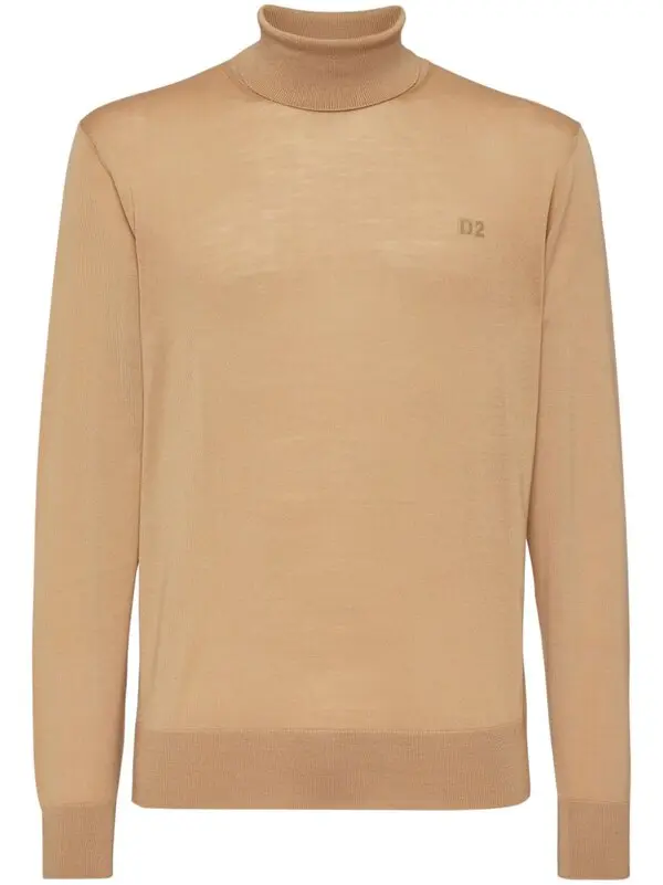 Dsquared2 Embroidered-logo Ribbed Jumper - Neutrals