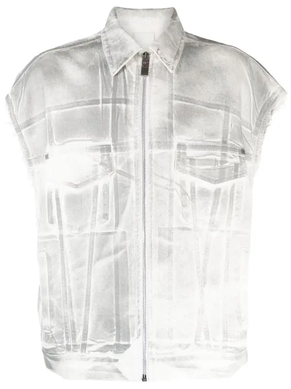 Givenchy 4g Graffiti-print Denim Vest - Grey