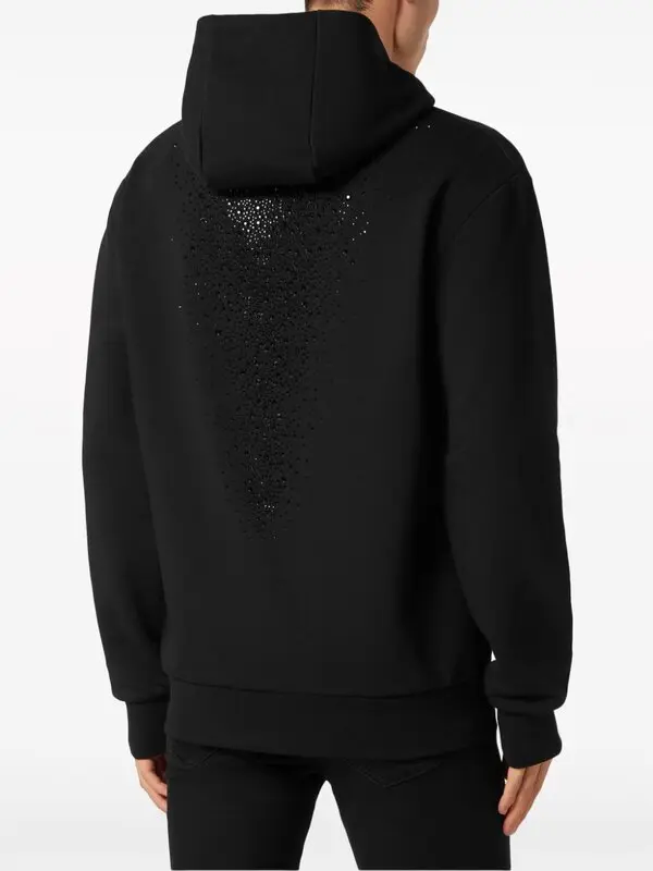Philipp Plein Logo Appliqué Cotton Hoodie - Black