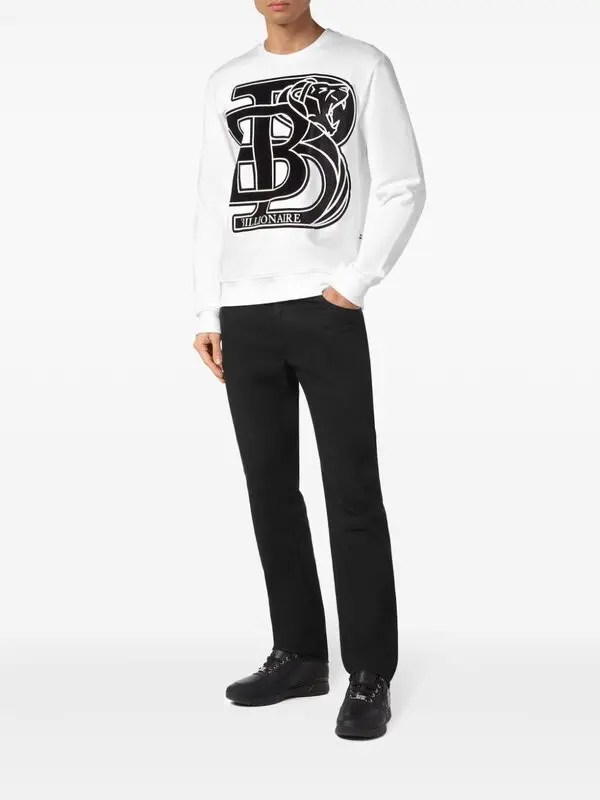BILLIONAIRE Logo Print Cotton Sweatshirt - White