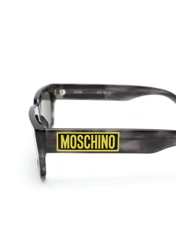 Moschino Rubberised Logo Rectangle Sunglasses