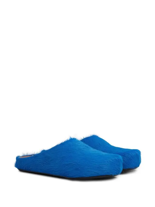 Marni Long Hair Calfskin Fussbett Sabot - Blue