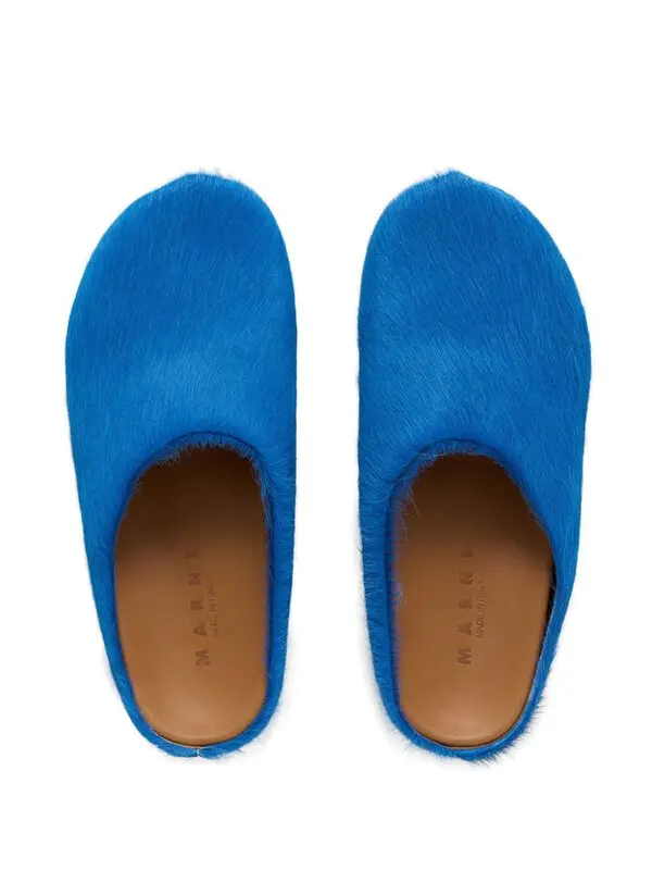 Marni Long Hair Calfskin Fussbett Sabot - Blue