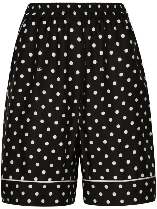 Dolce & Gabbana Polka-dot Silk Twill Shorts - Black