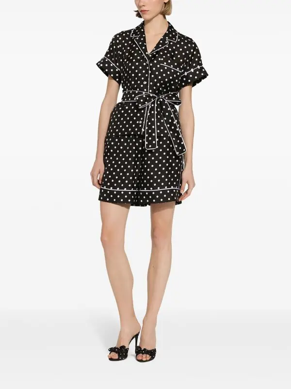 Dolce & Gabbana Polka-dot Silk Twill Shorts - Black