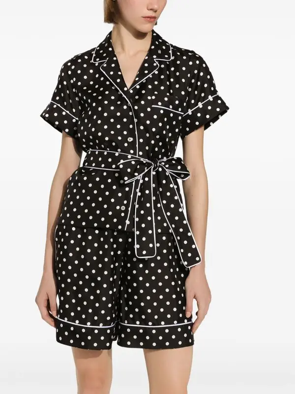 Dolce & Gabbana Polka-dot Silk Twill Shorts - Black