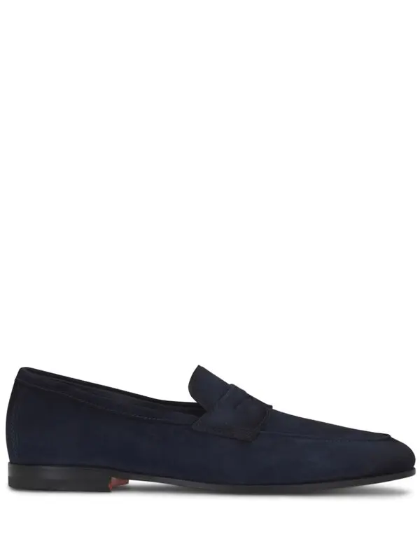 Santoni Apron-toe Suede Penny Loafers