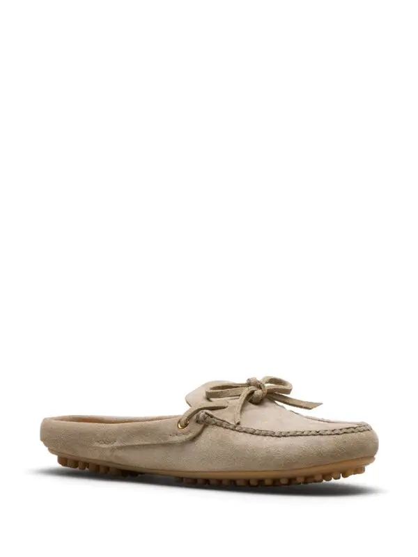 Car Shoe Almond-toe Suede Driving Slippers - Neutrals