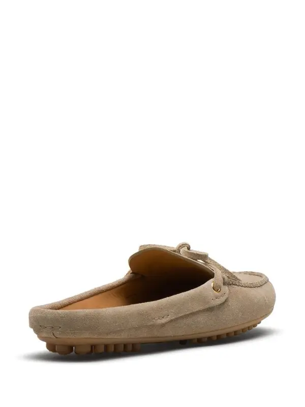 Car Shoe Almond-toe Suede Driving Slippers - Neutrals
