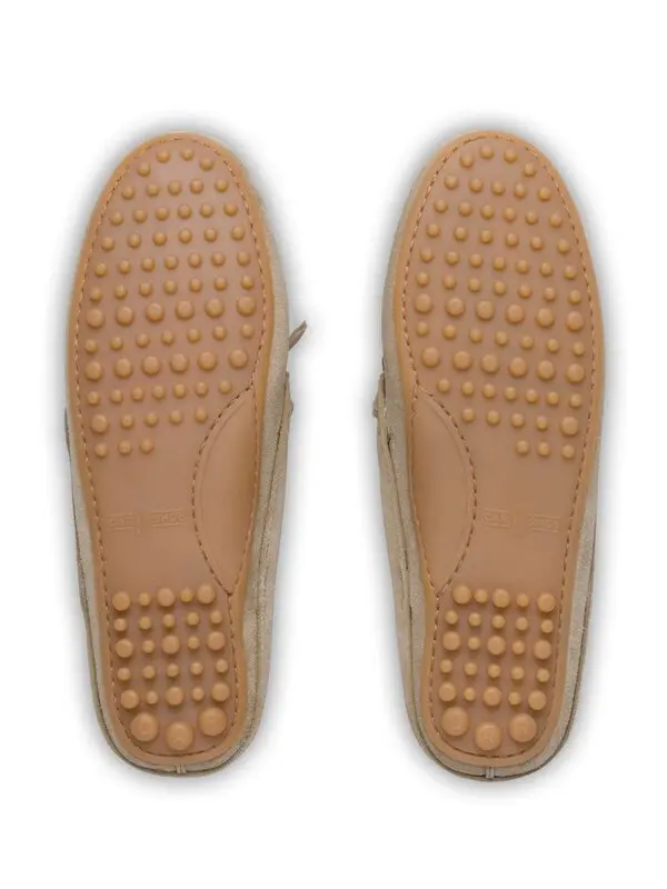 Car Shoe Almond-toe Suede Driving Slippers - Neutrals