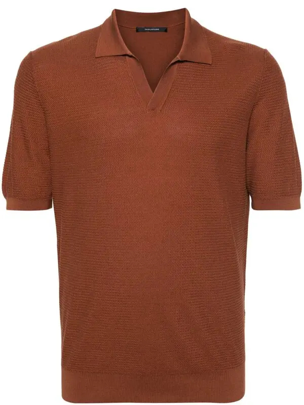 Tagliatore Paco Split-neck Polo Shirt - Brown