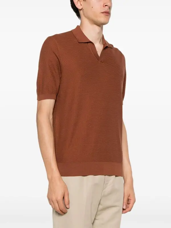 Tagliatore Paco Split-neck Polo Shirt - Brown