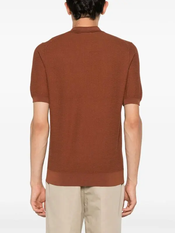 Tagliatore Paco Split-neck Polo Shirt - Brown