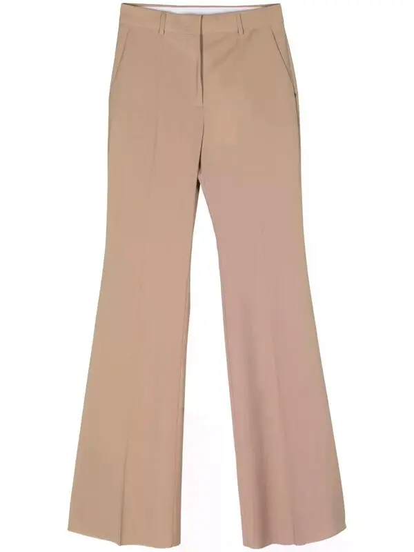 Sportmax Virgin Wool Pressed Crease Flared Trousers - Neutrals