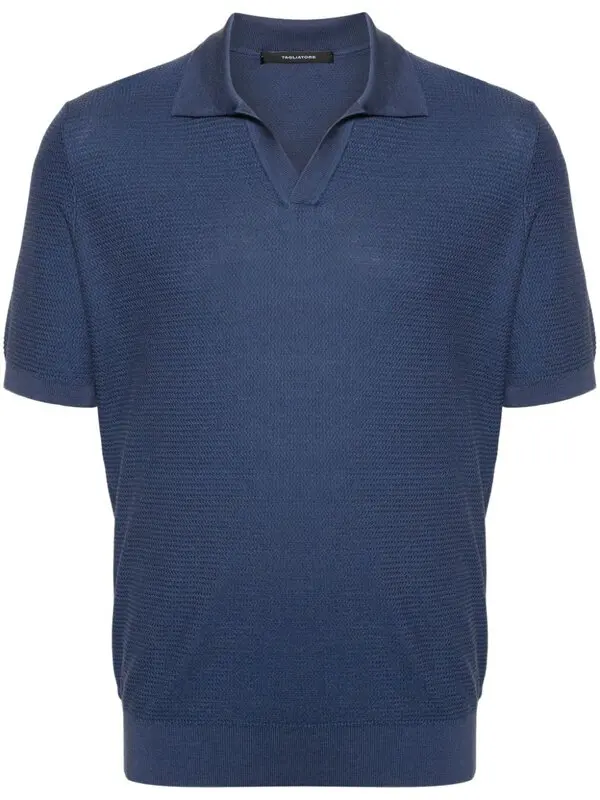 Tagliatore Paco Split-neck Polo Shirt - Blue
