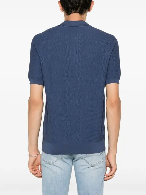 Tagliatore Paco Split-neck Polo Shirt - Blue