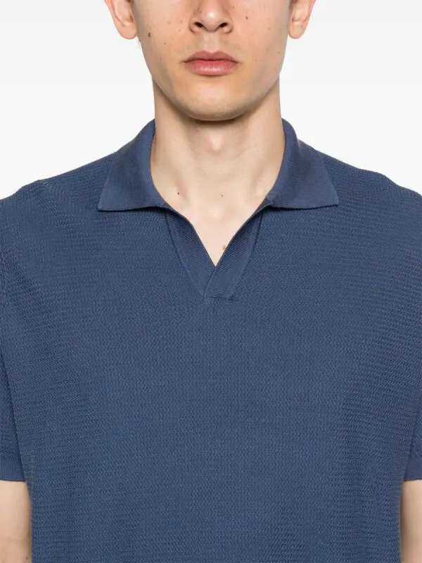 Tagliatore Paco Split-neck Polo Shirt - Blue