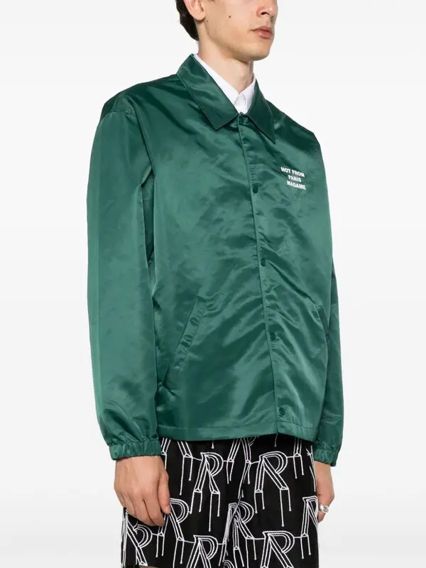 Drole De Monsieur Slogan Lightweight Jacket - Green
