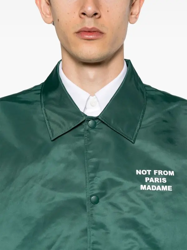 Drole De Monsieur Slogan Lightweight Jacket - Green