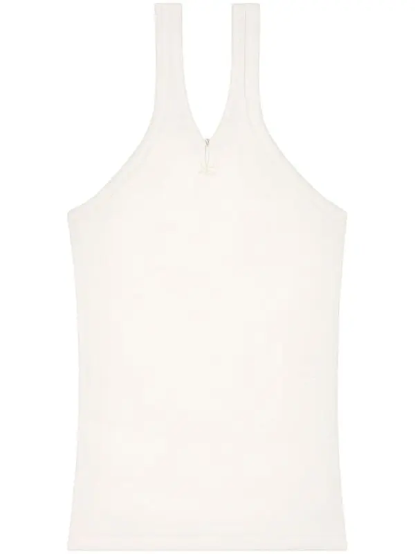 COURREGES Logo-embroidered Ribbed Tank Top - White