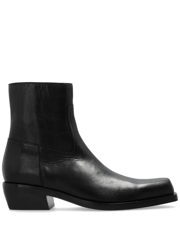 Versace Luciano Leather Ankle Boots