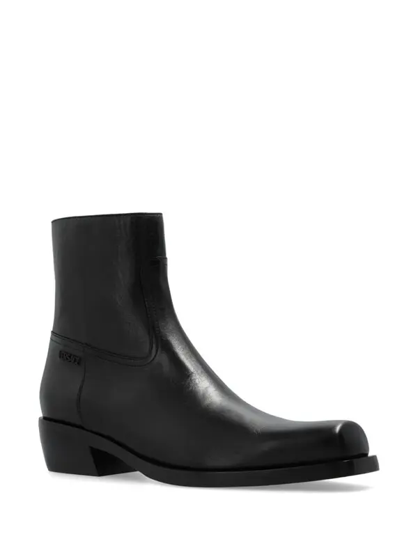 Versace Luciano Leather Ankle Boots