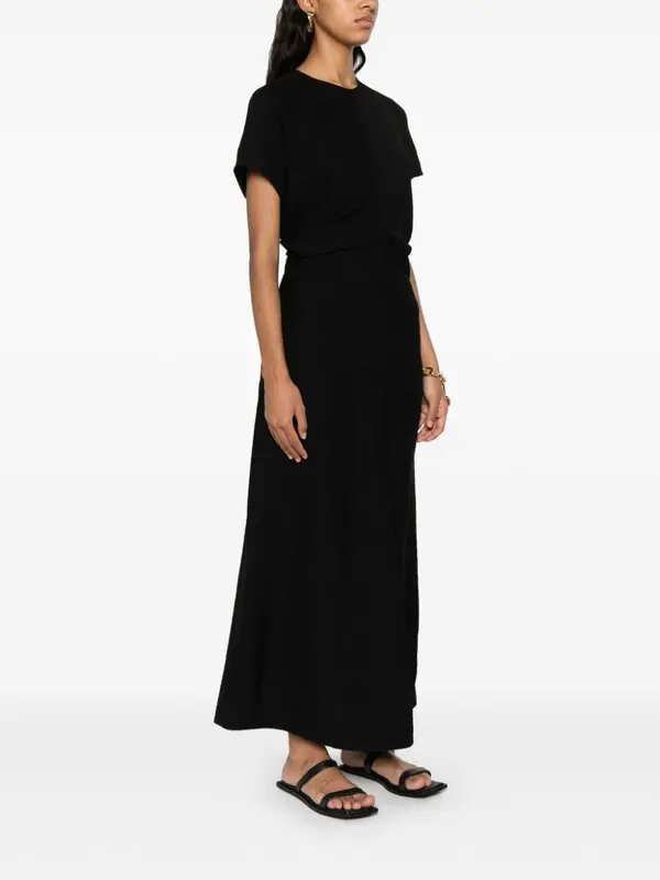 TOTEME Slouch-waist Plissé Midi Dress - Black