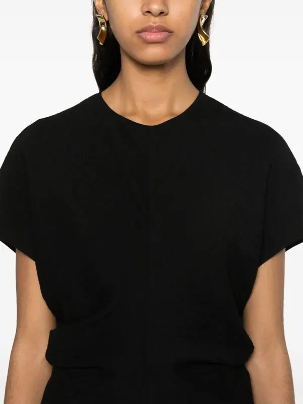 TOTEME Slouch-waist Plissé Midi Dress - Black