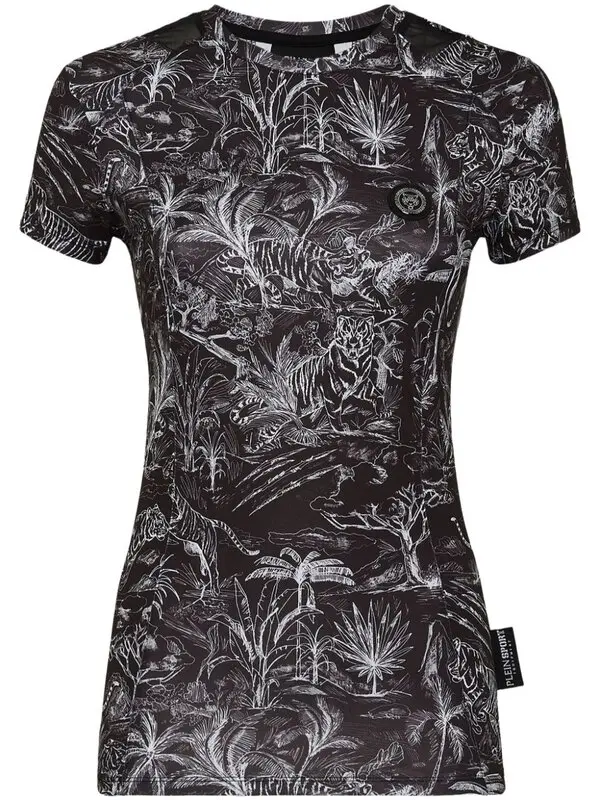 PLEIN SPORT Graphic-print Compression T-shirt - Black