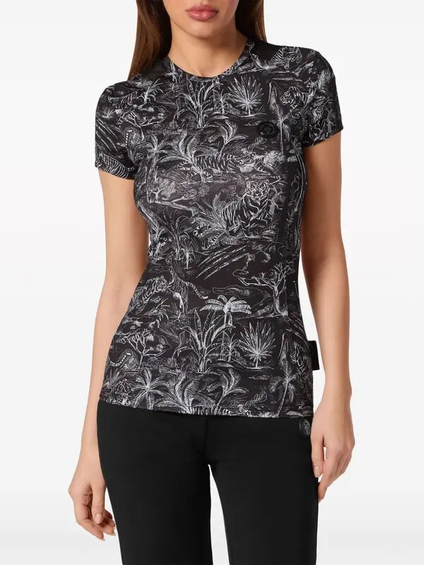 PLEIN SPORT Graphic-print Compression T-shirt - Black