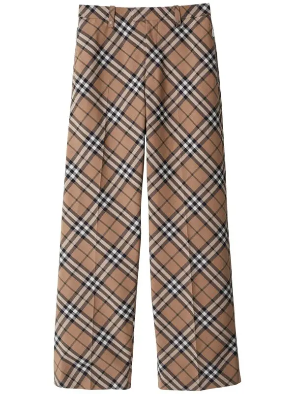 Burberry Checked Tailored Trousers - Neutrals