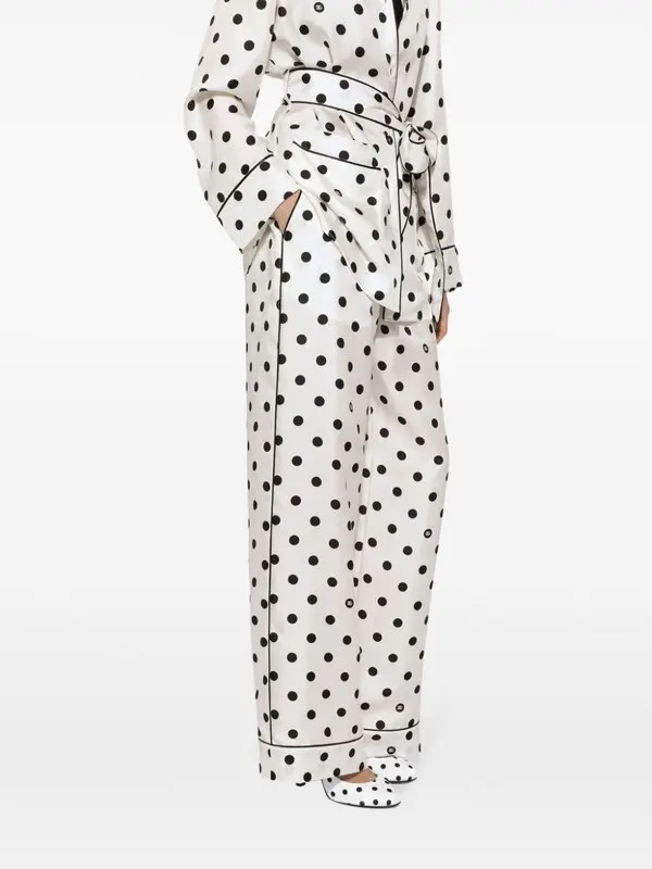 Dolce & Gabbana Polka Dot-print Silk Pajama Trousers - White