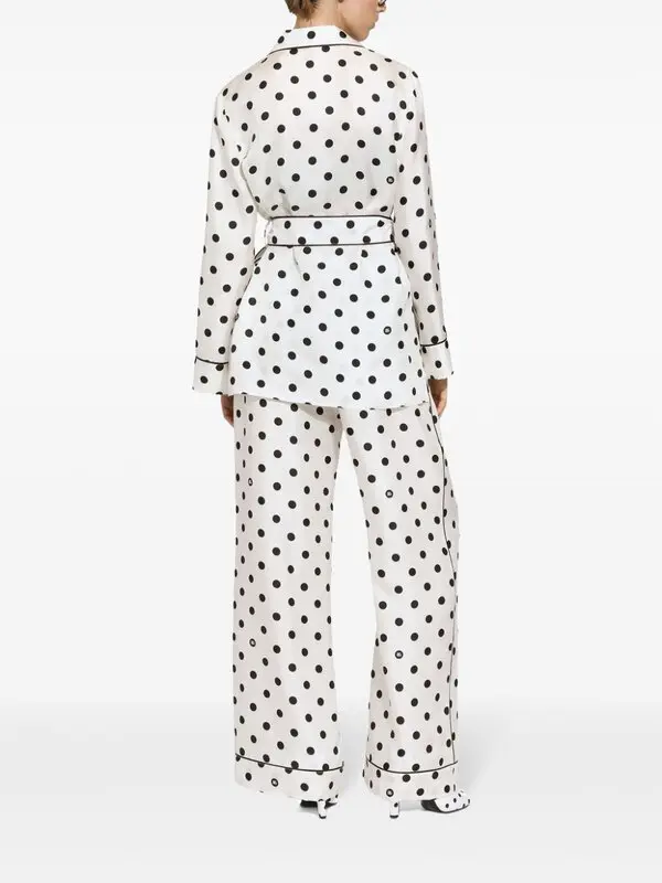 Dolce & Gabbana Polka Dot-print Silk Pajama Trousers - White
