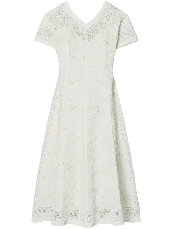 Tory Burch Embroidered Linen Midi Dress In White - 62% Off | Editorialist