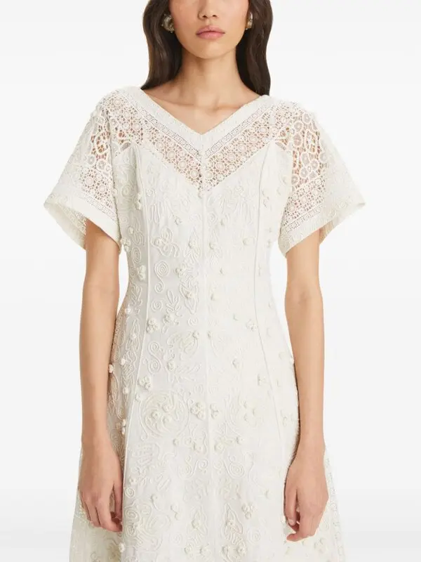 Tory Burch Embroidered Linen Midi Dress In White - 62% Off | Editorialist