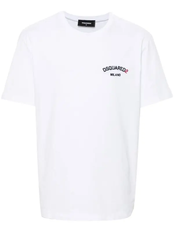 Dsquared2 Logo-embroidered Cotton T-shirt - White