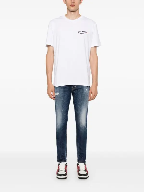 Dsquared2 Logo-Embroidered Cotton T-Shirt In White - 9% Off