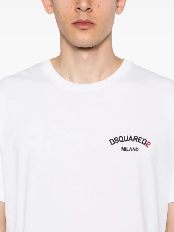Dsquared2 Logo-embroidered Cotton T-shirt - White