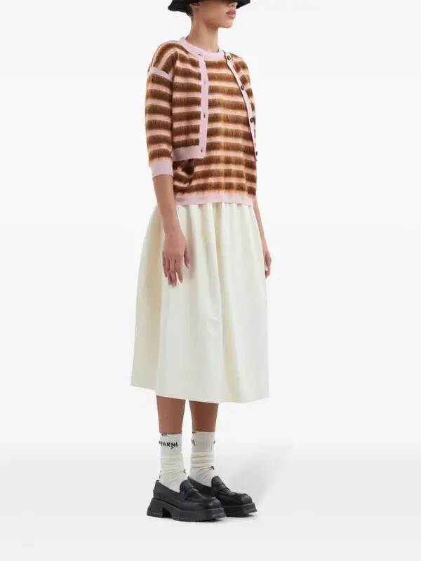 Marni Striped Brushed Wool Cardigan - Pink