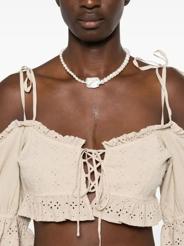 Guess Broderie-anglaise Crop Top