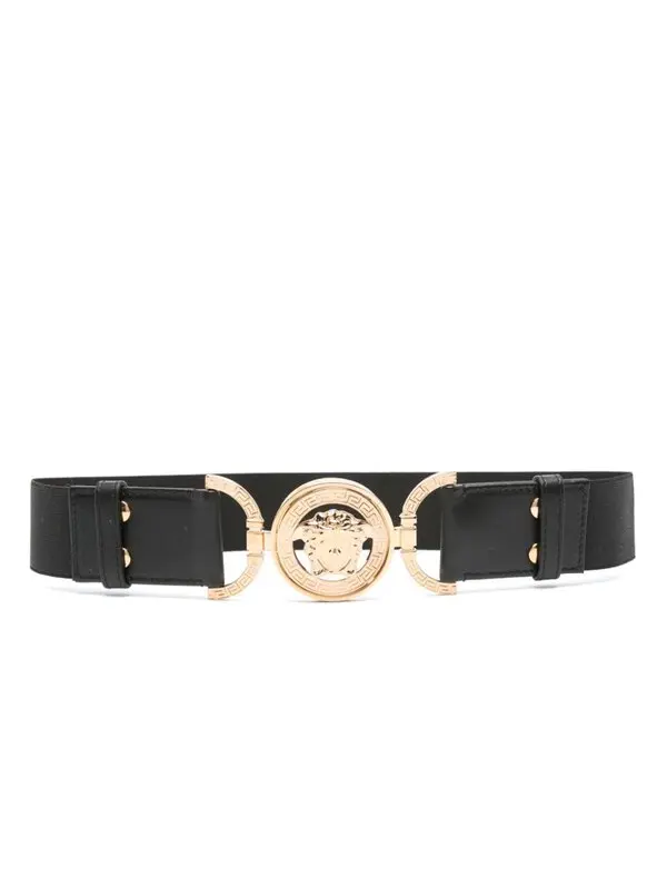 Versace Medusa Head-buckle Elastic Belt - Black